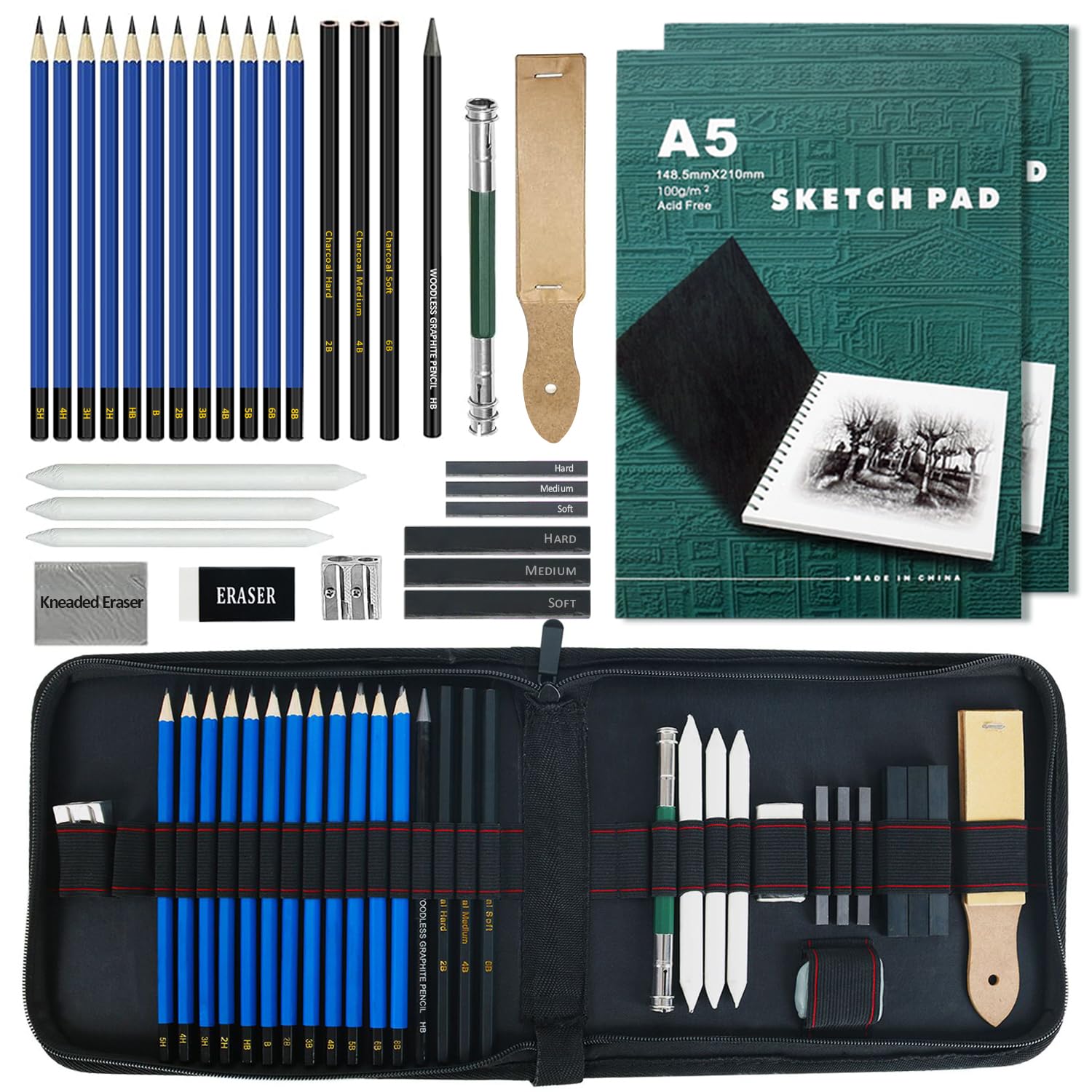 Amazon.com: LUCYCAZ Drawing Set Sketch Kit with Sketching, Graphite and ...