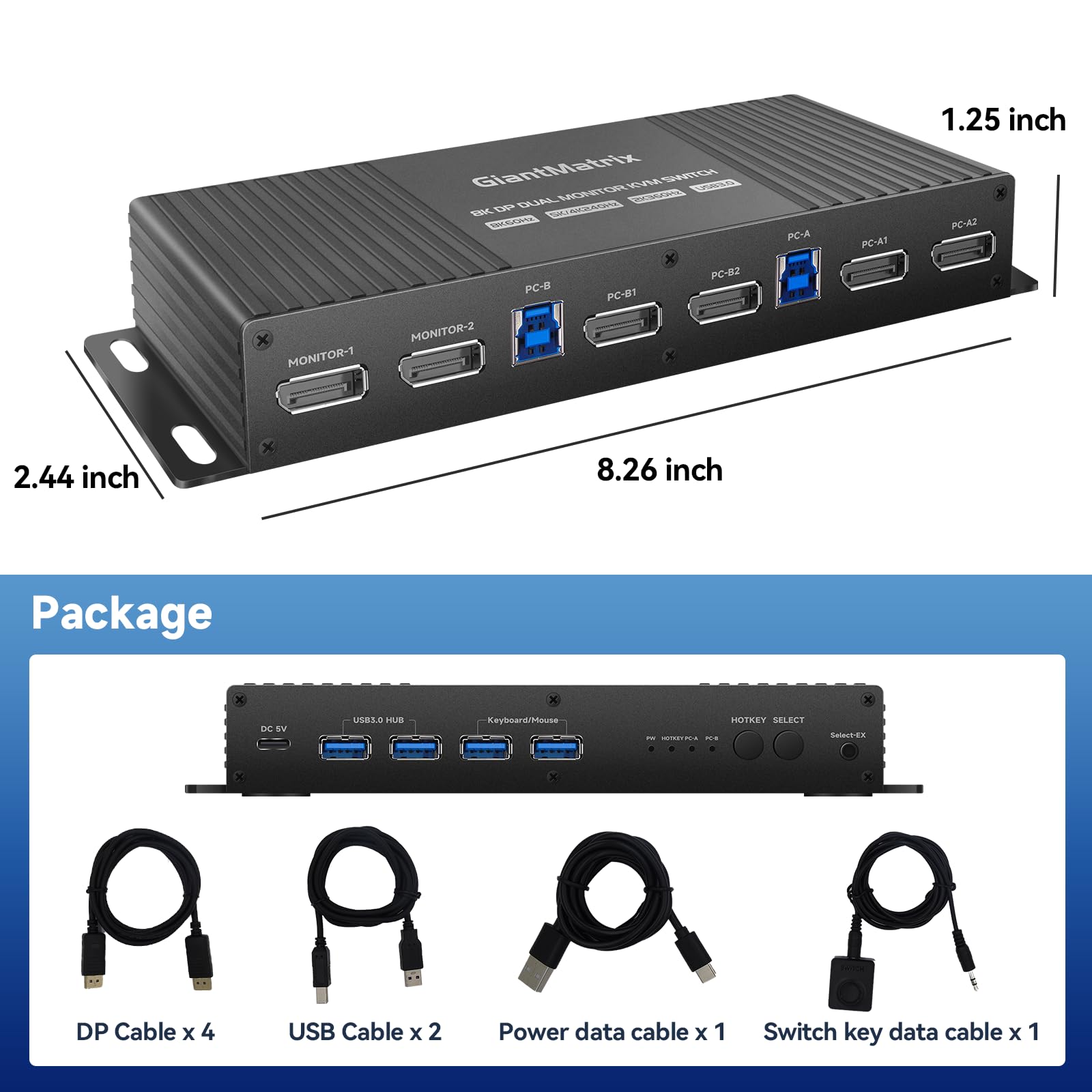 kvm Switch 2 Monitors 2 Computers displayport 4K 144Hz Hotkey Switching ...