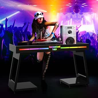 Amazon.com: Customized LED DJ Booth Facade with RGB Lights Metal Base ...