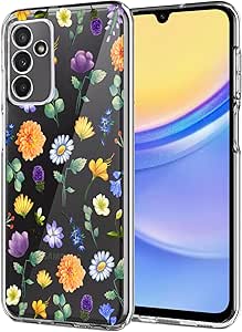 Amazon.com: Unov Case Compatible with Galaxy A15 5G Clear with Floral Flower Garden Girly ...