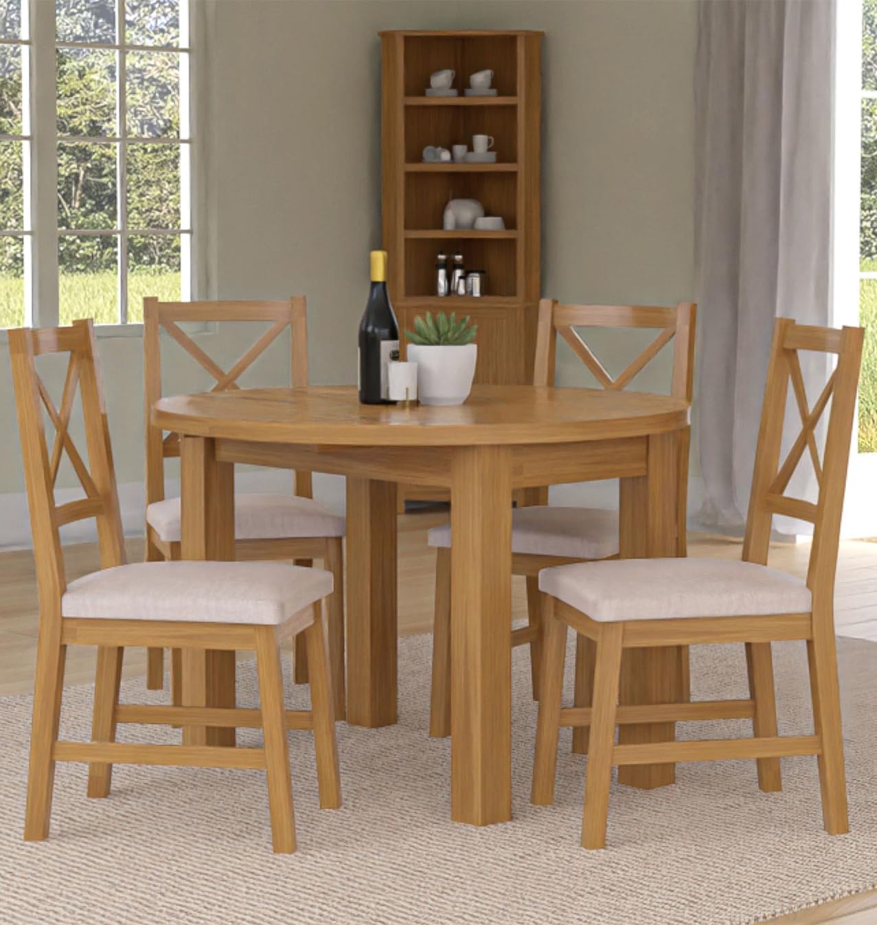 Hallowood Furniture Waverly Oak Small Round Dining Table and Chairs Set ...