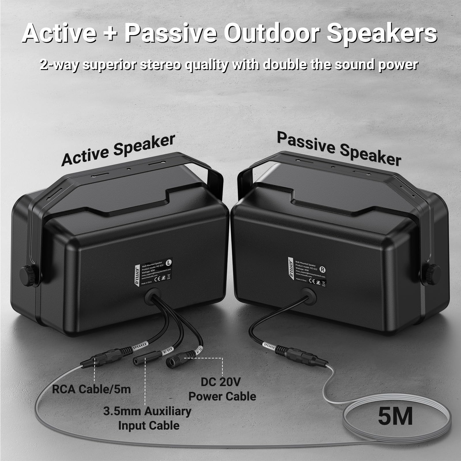 Snapklik.com : Inwa Outdoor Bluetooth Speakers, 400W Active Passive ...