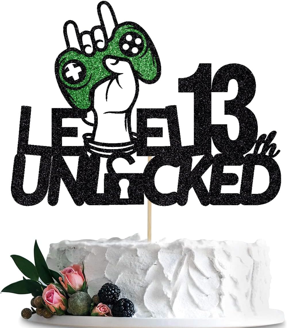 Amazon.com: BIABISD Level 13 Unlock Cake Toppers Video Game Cake ...