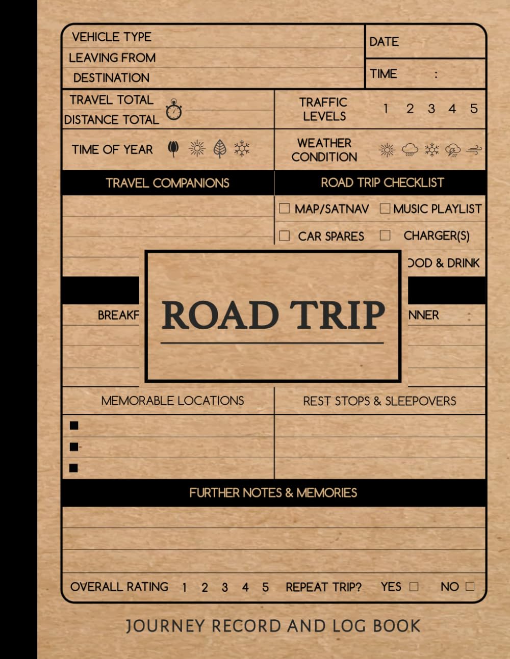 Road Trip Journey Record and Log Book: Fun Travelling Journal. Note and ...