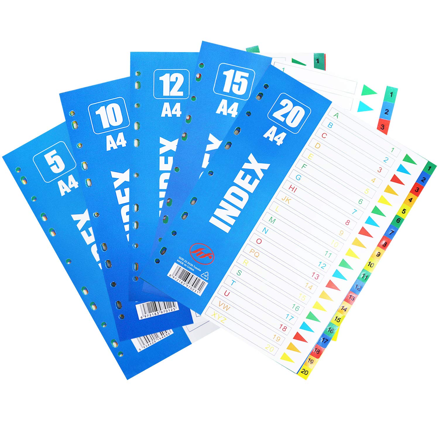 Buy 5 Pack A4 File Divider, Color Number Classification, Index ...