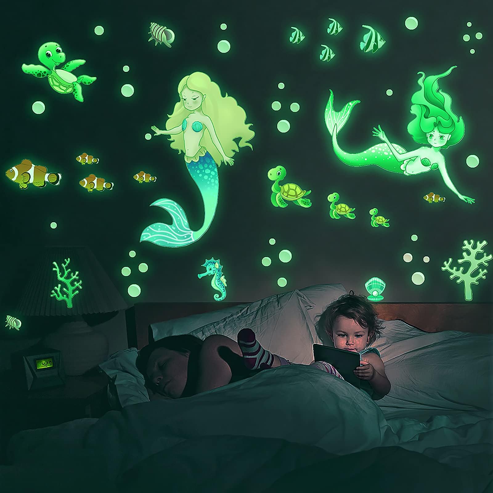 Amazon.com: MESU Glow in The Dark Mermaid Wall Decals Sea Turtle ...