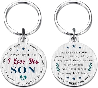 EE&YU Best Son Keychain - I Love You My Son Gifts for Birthday ...