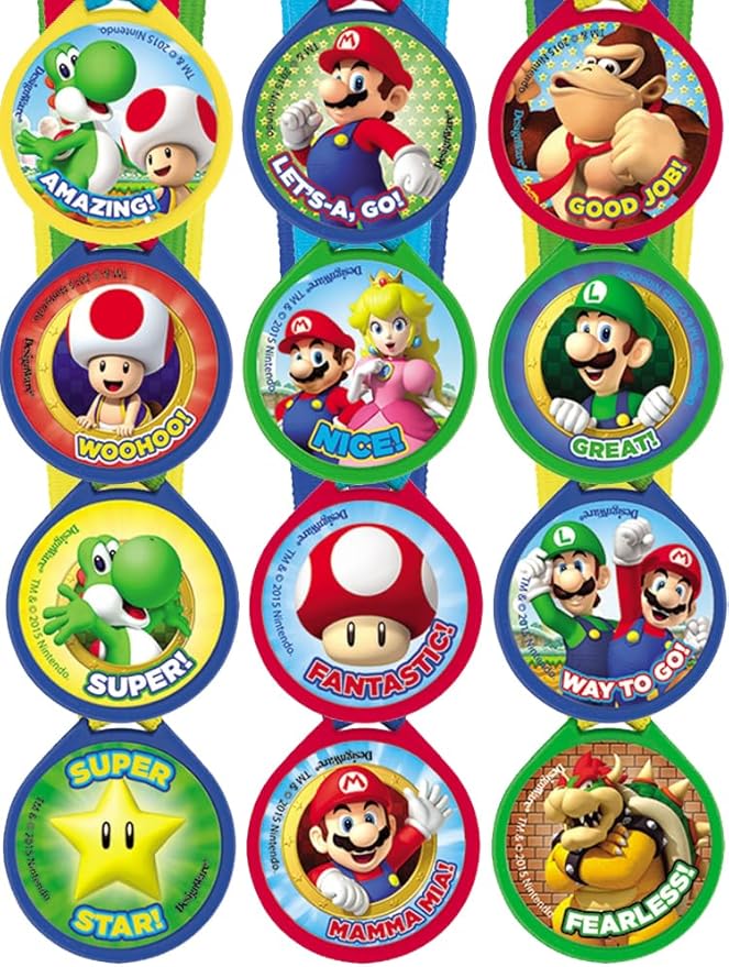 (PKT) Super Mario Mini Award Medals (12 pk) : Amazon.co.uk: Sports ...