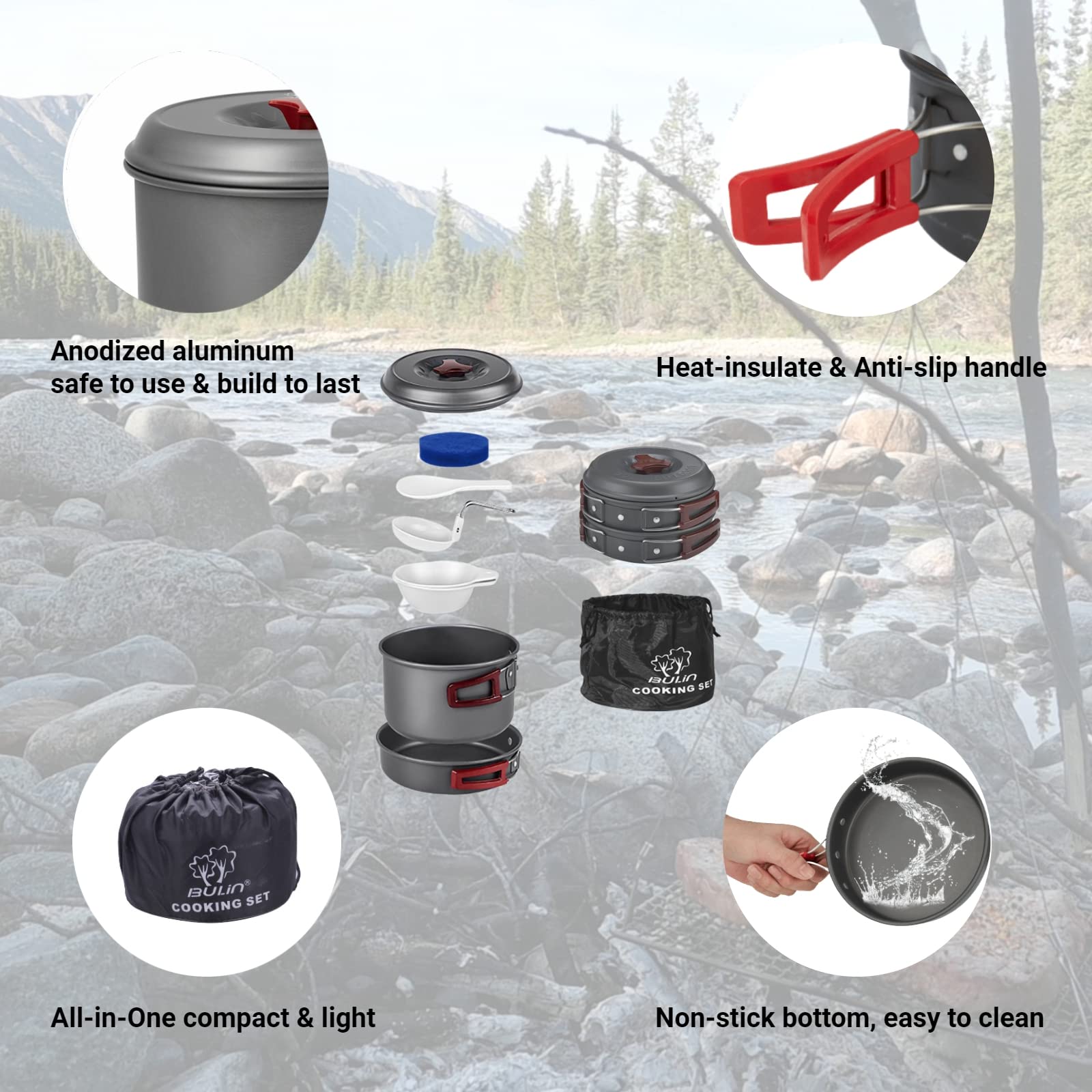 Snapklik.com : 8 PCS Camp Cookware Set Camping Cookwear Lightweight ...