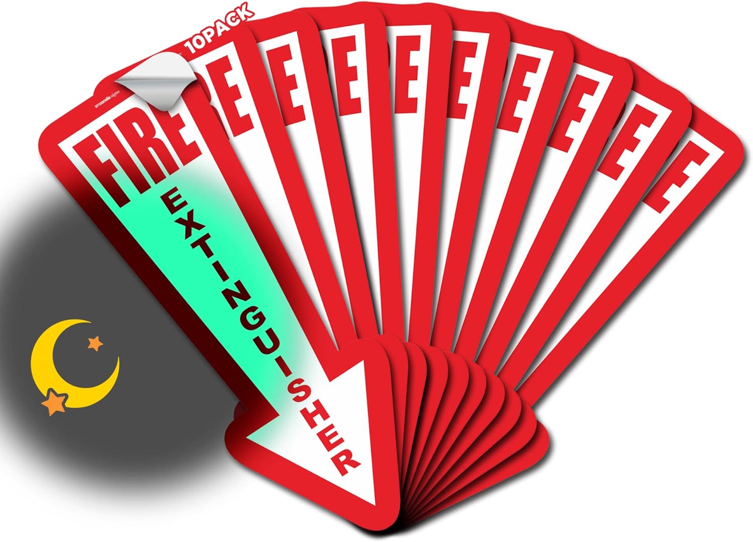SMASMILE Fire Extinguisher Sign Glow In The Dark Sign 10 Pack 4"x12 ...