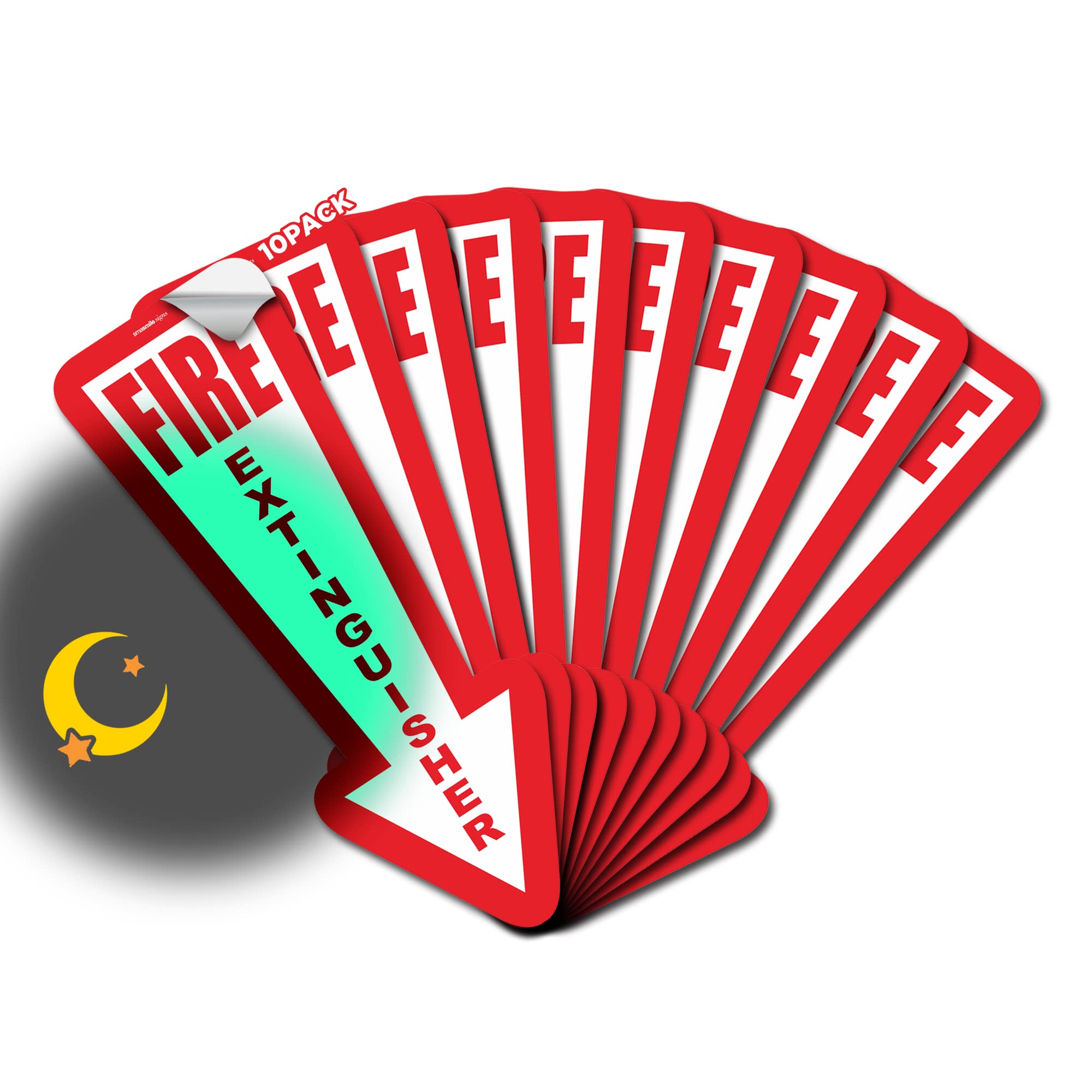 Snapklik.com : Fire Extinguisher Sign Glow In The Dark Sign 10 Pack 4 ...