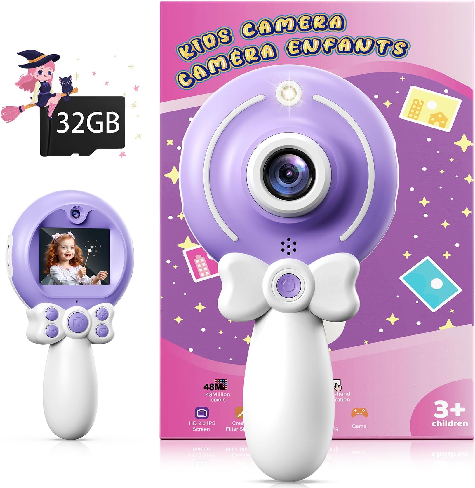 Amazon.com: TEKFUN Kids Camera Toy for Girls - Birthday Gifts with Magic Wand Design - Digital ...