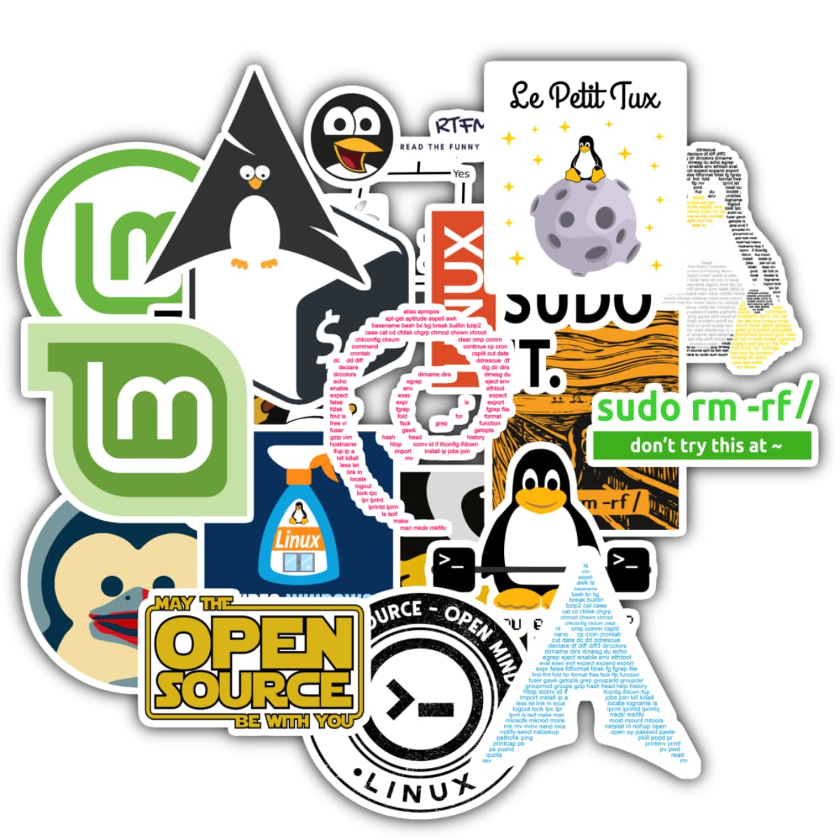 Amazon.com: 20 Pcs Stickers Packs Linuxs Aesthetic Decal Vinyl Colorful ...