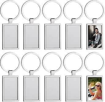 Framendino, 10 Pack Sublimation Keychain Metal Blank Key Chains for DIY ...