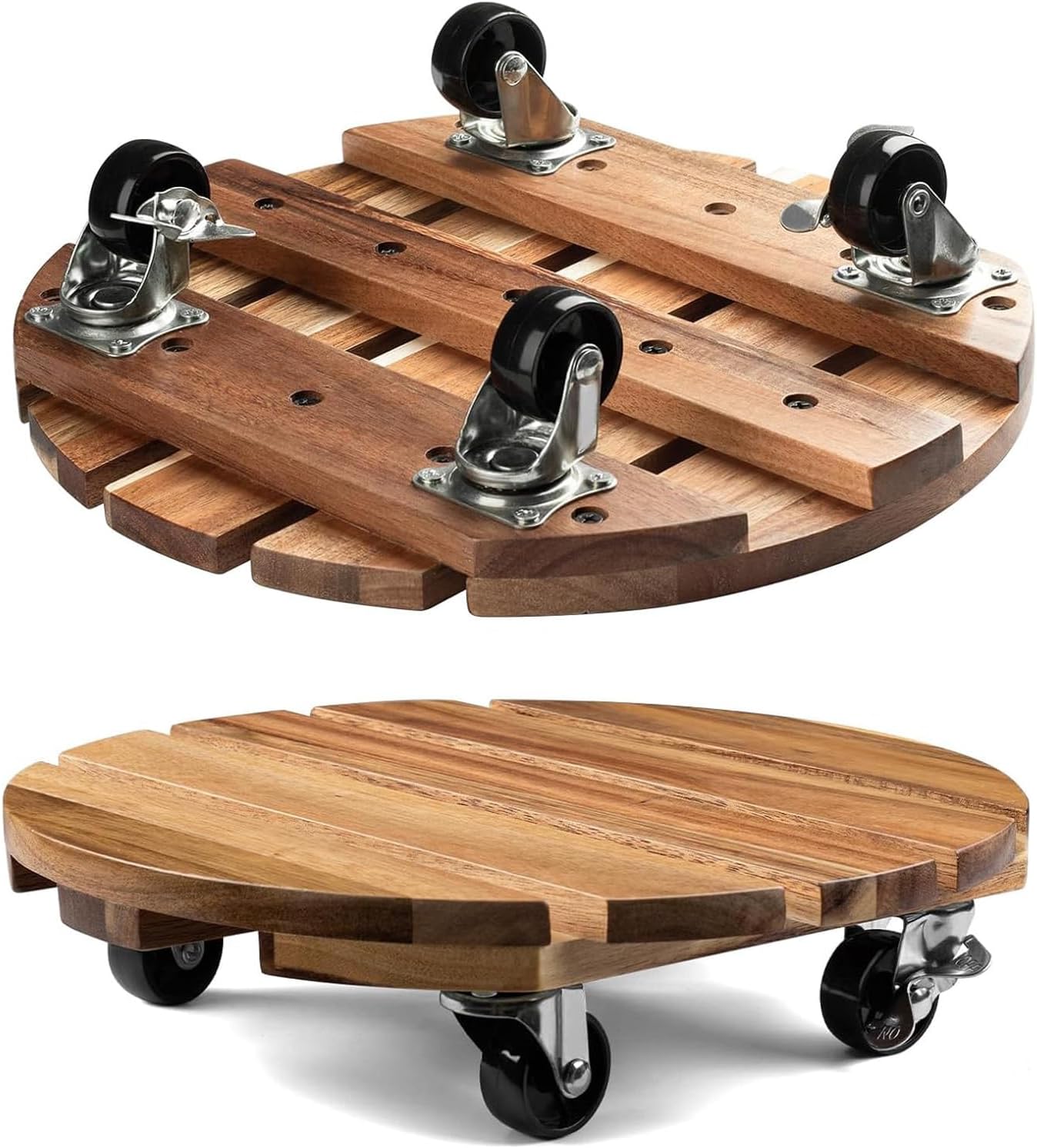 PETSUPS 2 Pack Plant Caddy Wooden Plant Stand with Wheels 12 Inch-30 CM ...