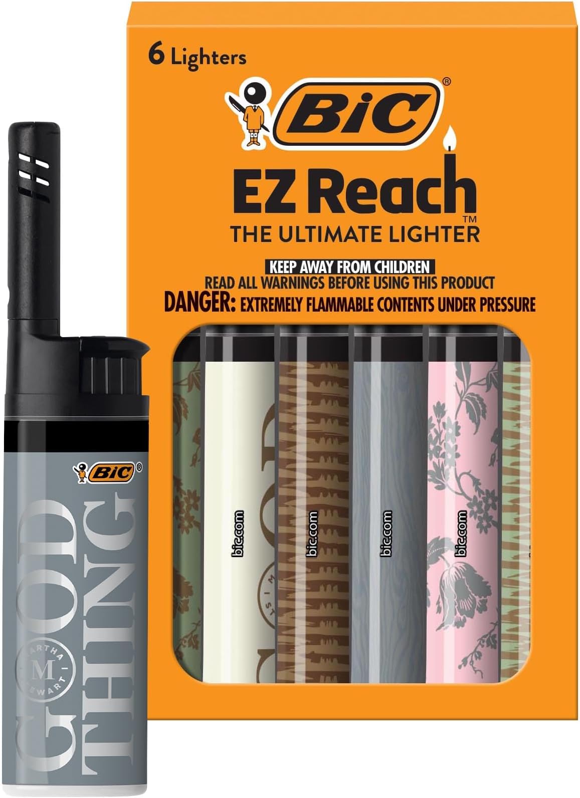 Amazon.com: BIC EZ Reach Lighters, Extended Wand, Home Decor Designs, 6 ...