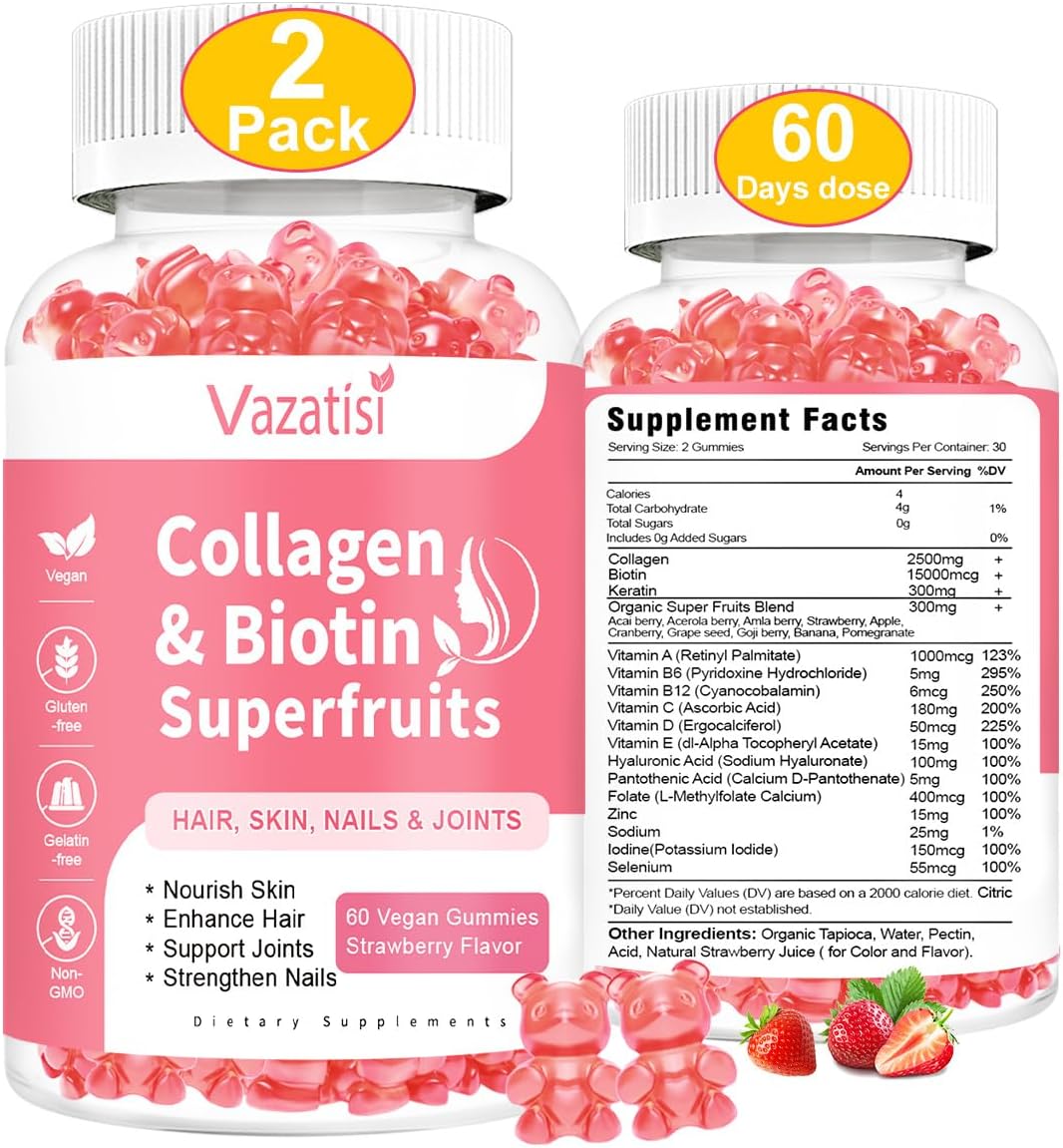 Amazon.com: WellPath Collagen Gummies with Biotin - Hair Skin & Nails Vitamins | Lemon Flavor ...