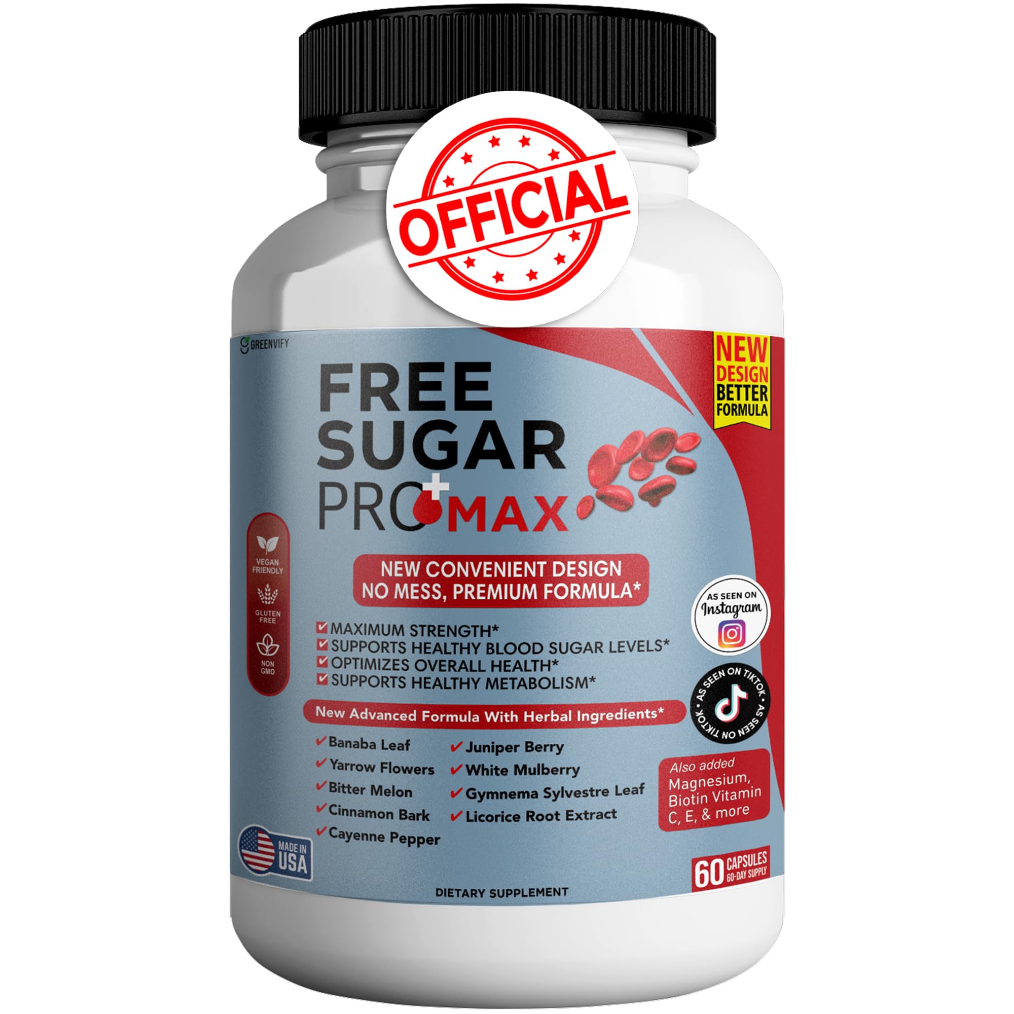 Amazon.com: GREENVIFY Free Sugar Pro Max All Natural Formula to Maintain Healthy Levels, Maximum ...