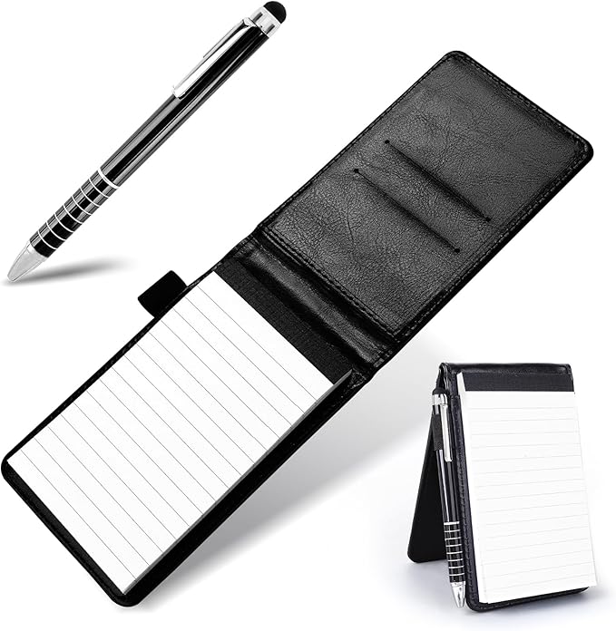 TIESOME Small Leather Notepad Holder with Pen, Pocket Notebook Holder ...