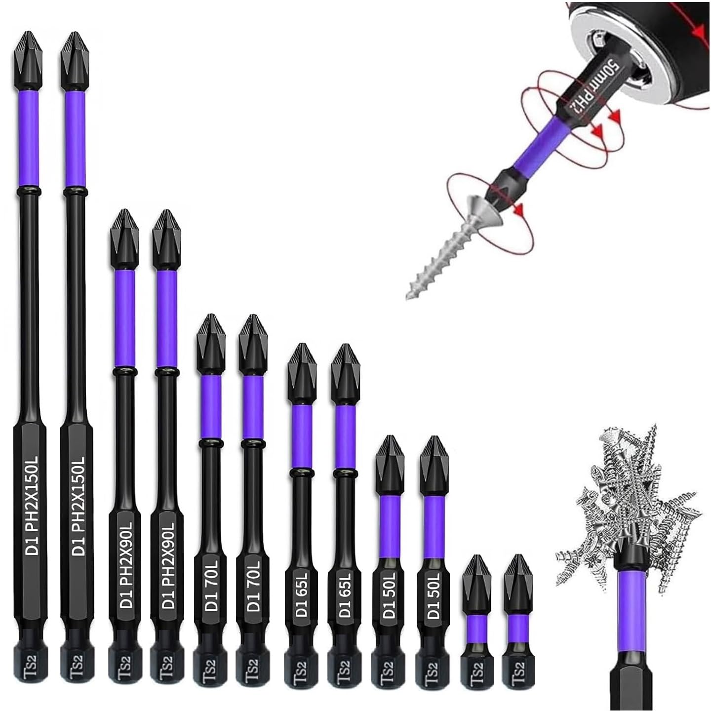 Amazon.com: ZYELBF 12-Piece D1 Anti-Slip And Shock-Proof Bits With ...