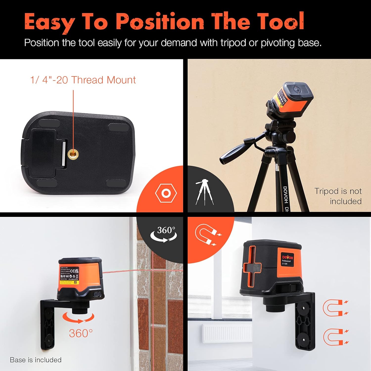 DOVOH Laser Levels Self Leveling, Cross Line Laser Leveling Tool ...