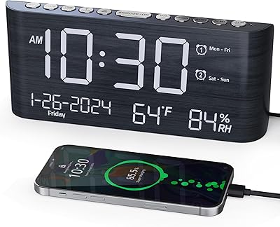 Amazon.com: AcuRite 13024 Atomic Dual Alarm Clock with USB Charging ...
