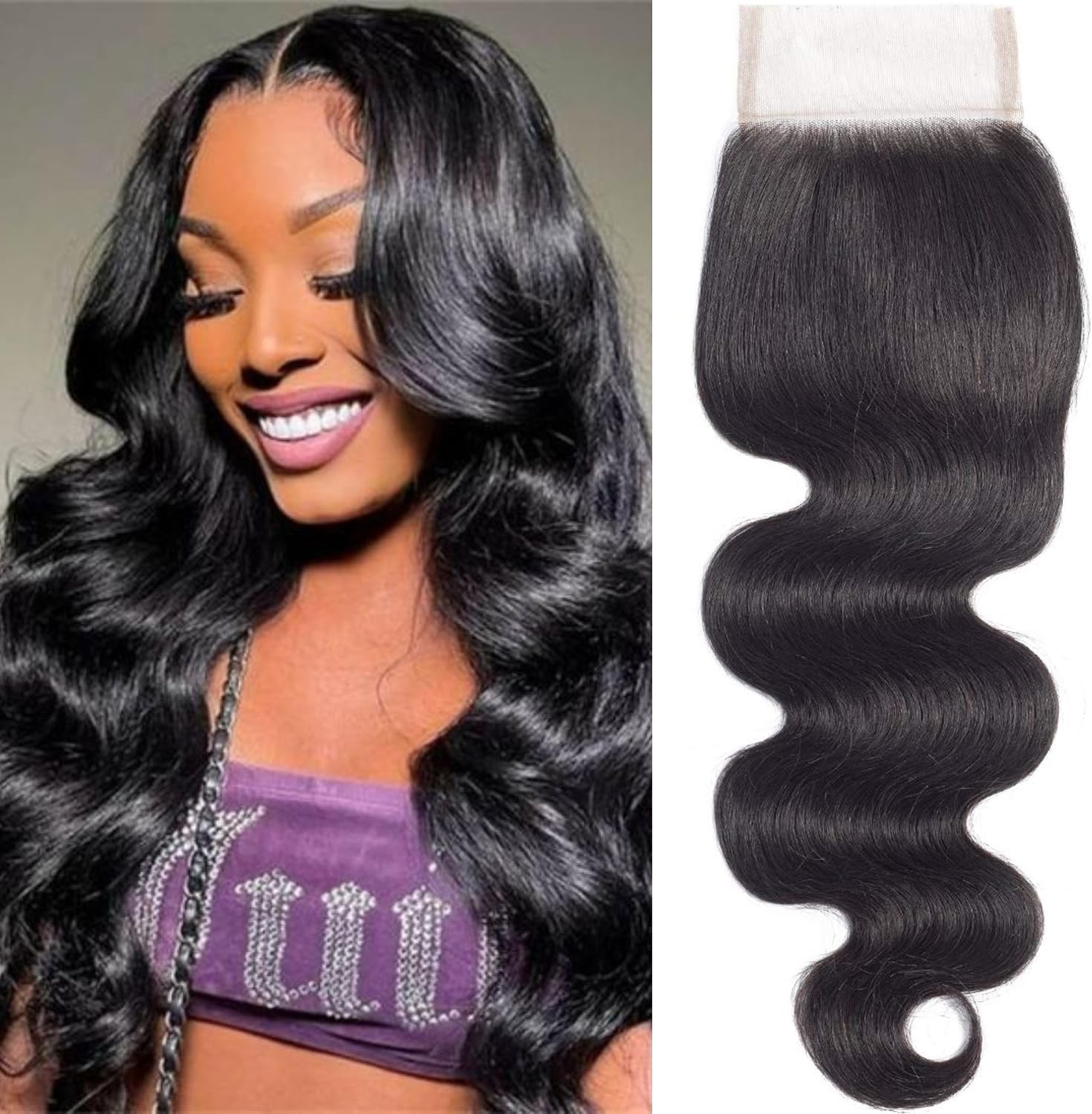 Amazon.com : 4x4 Transparent HD Lace Closure Only Body Wave Hair ...