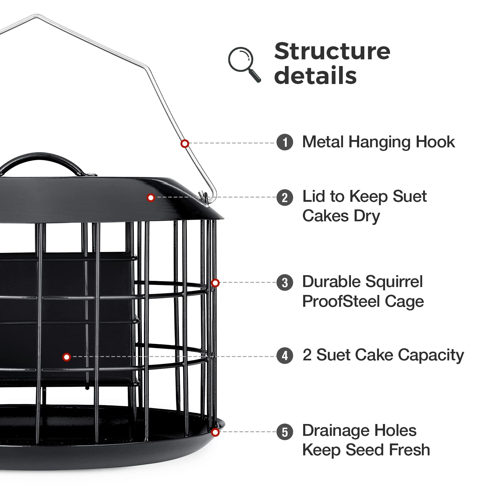 Snapklik.com : Squirrel Proof Suet Feeder, Cage Bird Feeders For ...