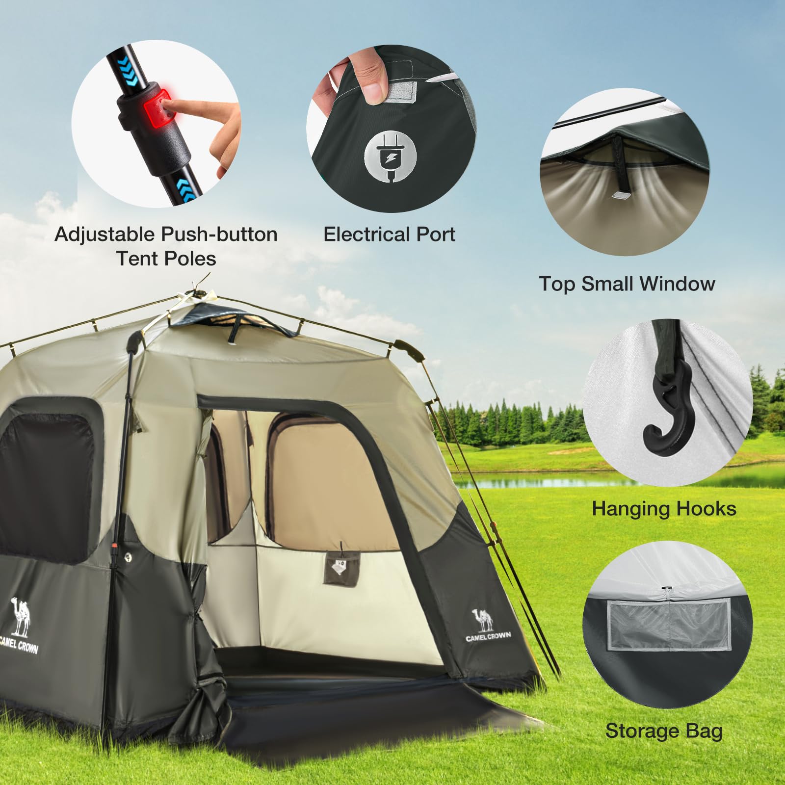 Snapklik.com : CAMEL CROWN Instant Tents For Camping 2-4 Person Tent ...