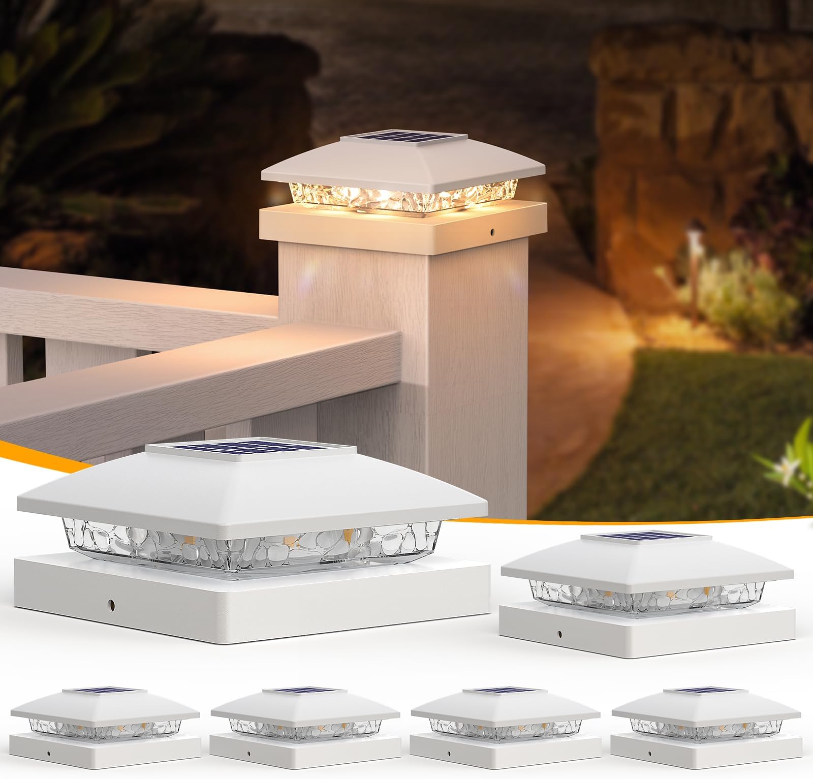 VOLISUN Solar Post Cap Light Outdoor Waterproof 12pack,Solar Fence ...