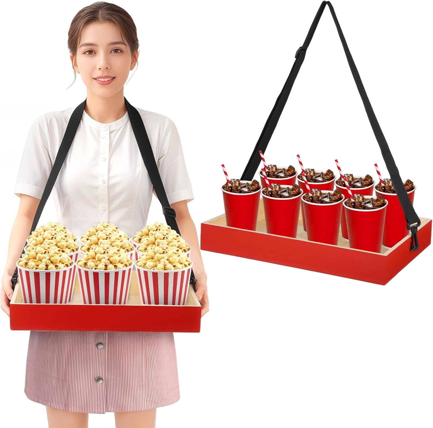 Amazon.com: yeesport Wooden Snack Tray with Strap, Handheld Serving ...