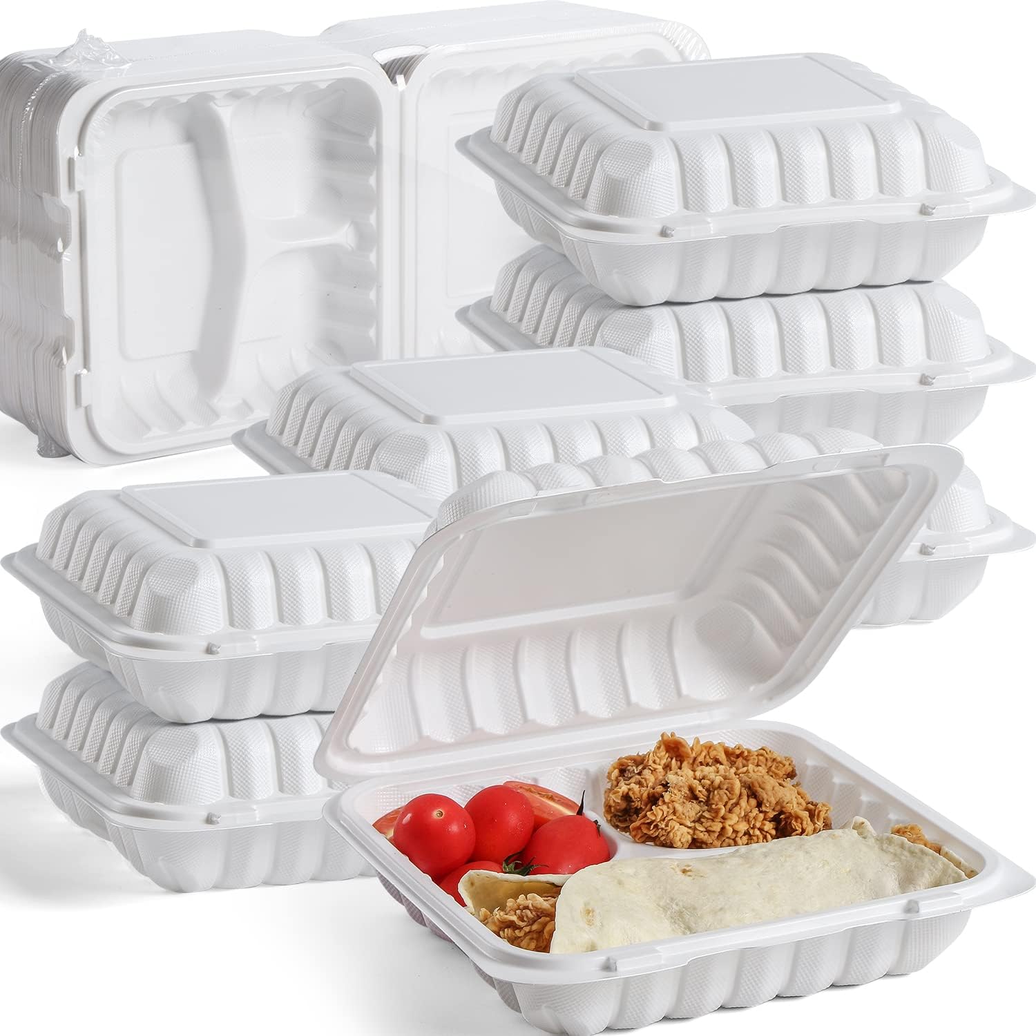Amazon.com: LEOBOX To Go Food Containers 34oz 55-pack and Disposable ...