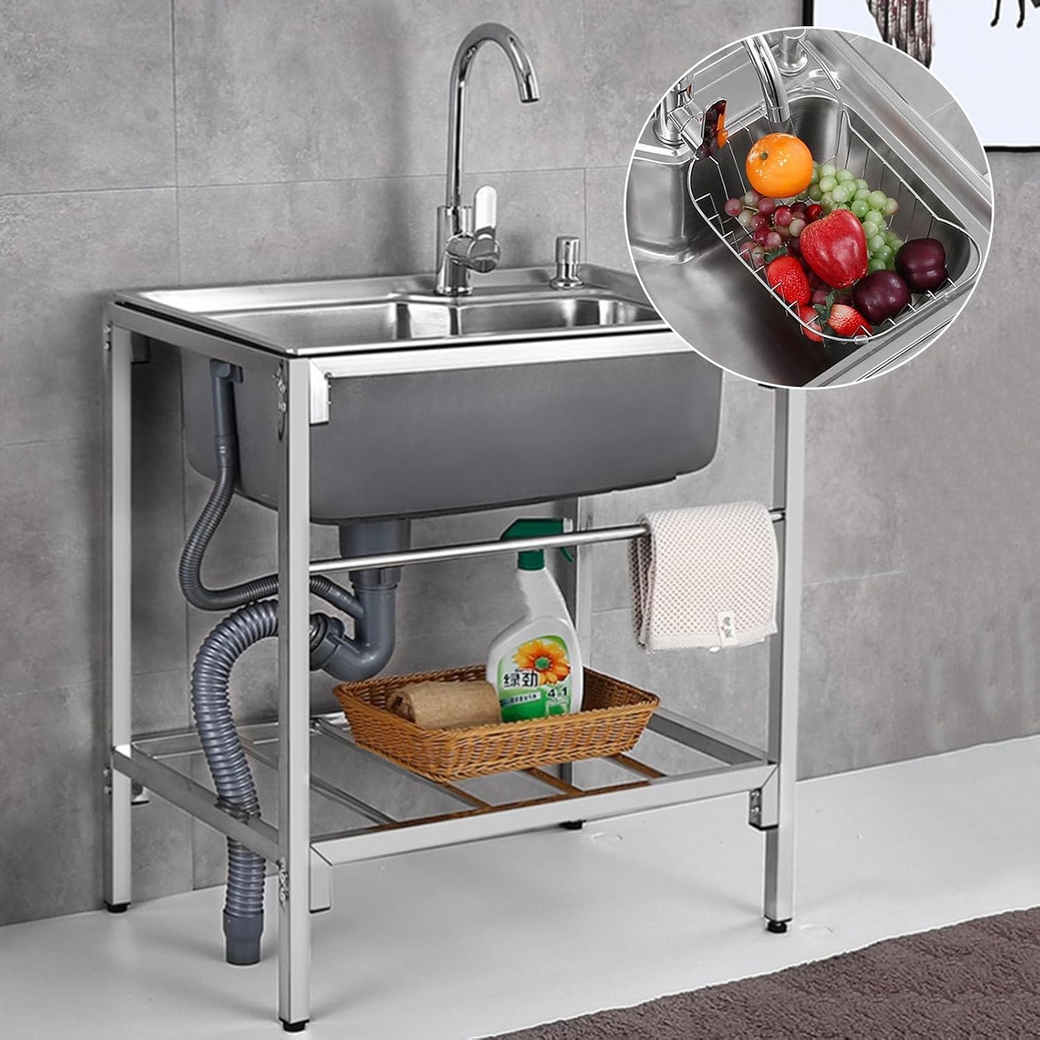 Amazon.com: Portable Sink Hand Wash Station, Freestanding Utility Sink ...