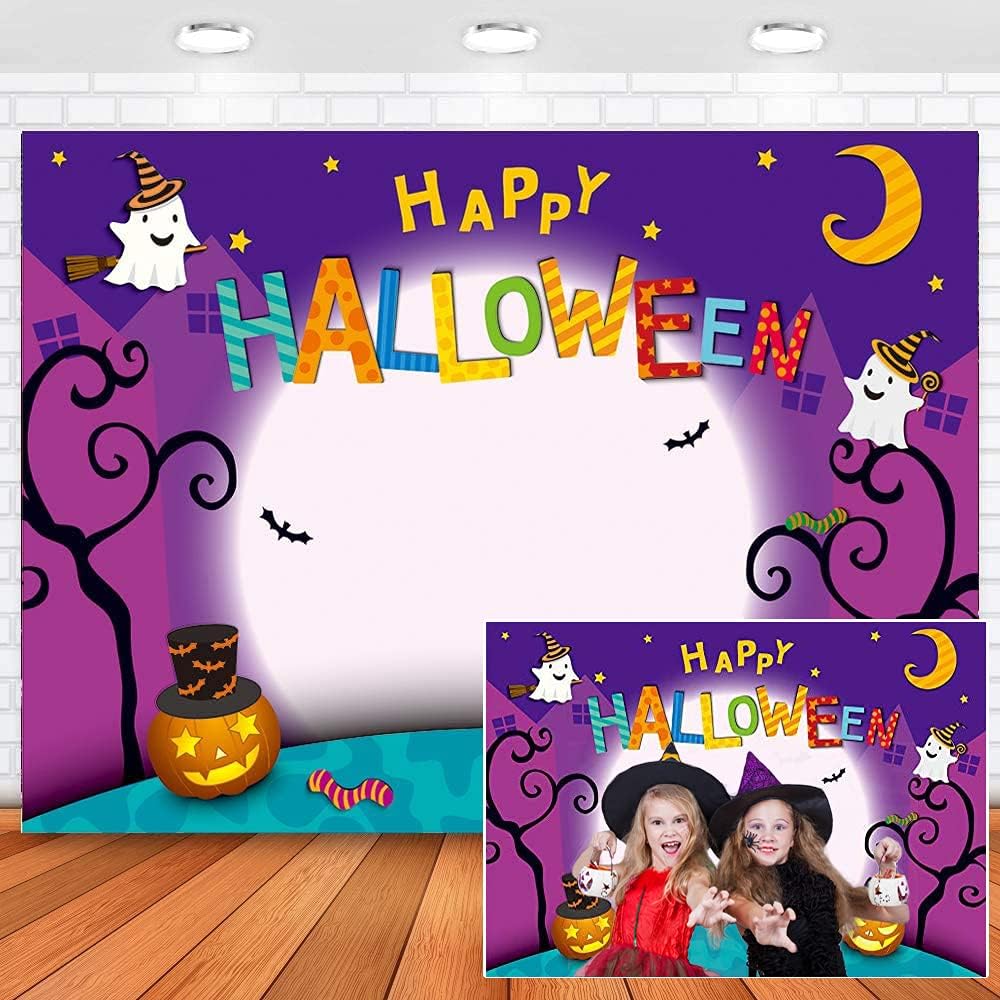 Amazon.com : Mocsicka Happy Halloween Backdrop Halloween Banner Pumpkin ...