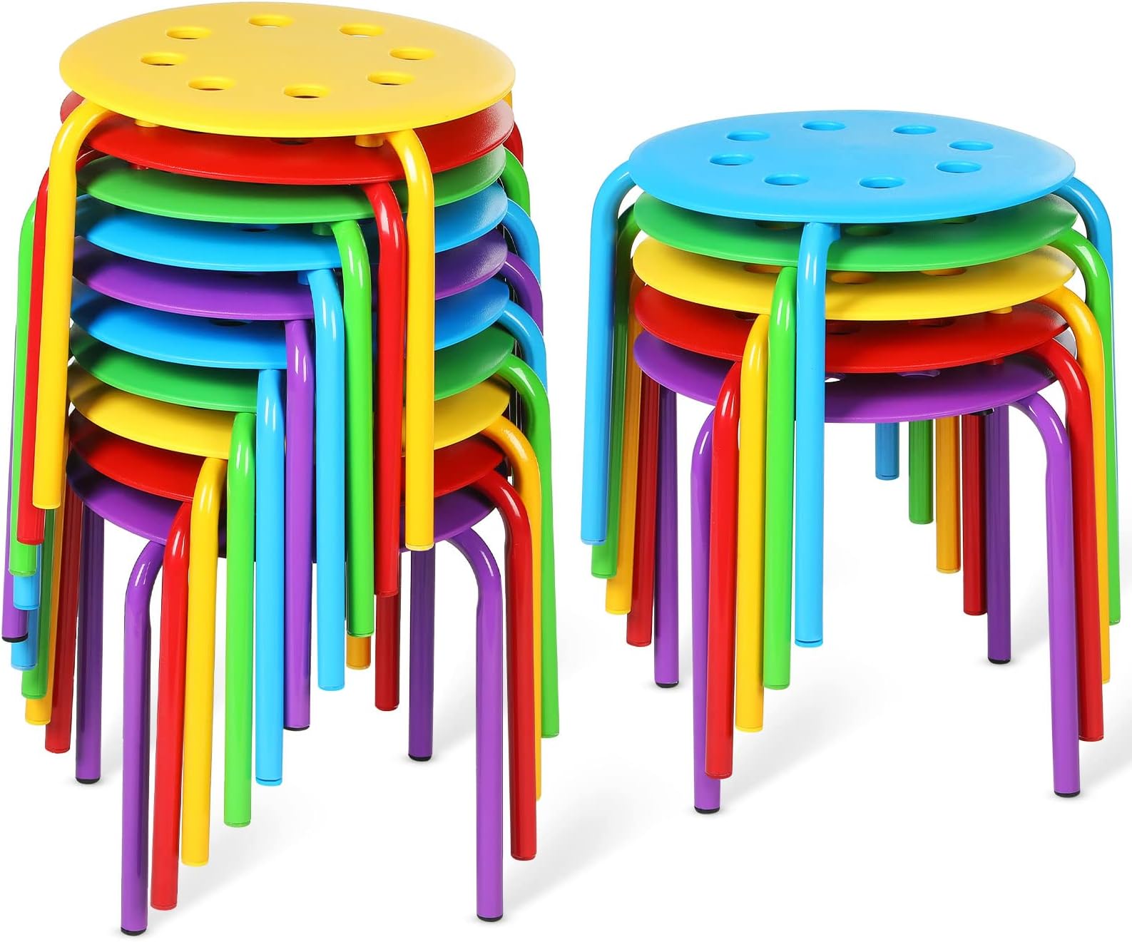 Amazon.com: Kigley 12 Inch Bentwood Stacking Stool for Kids Colored ...