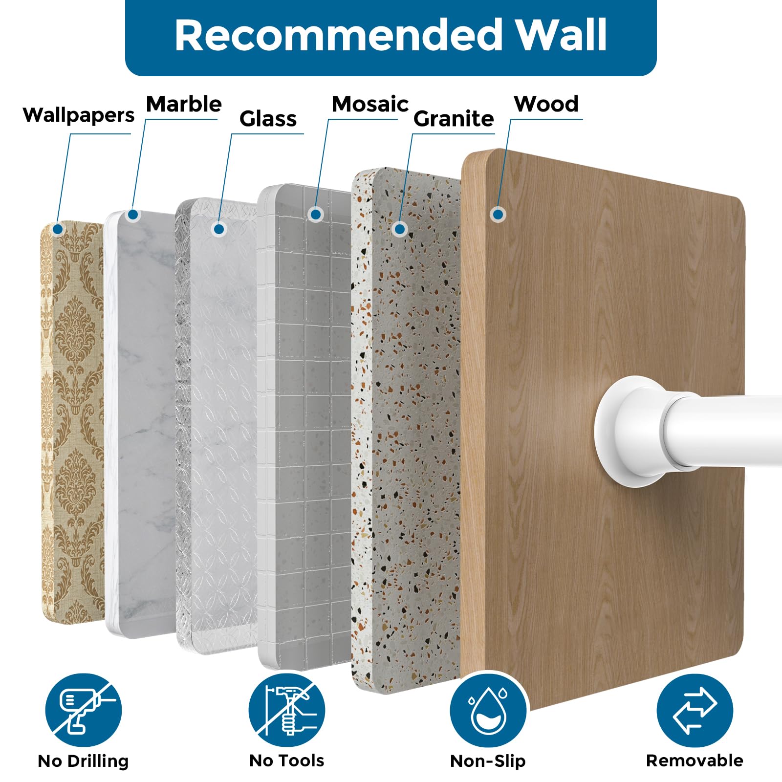 Snapklik.com : Spring Tension Curtain Rod 24 To 46 Inch, 4Pcs White ...