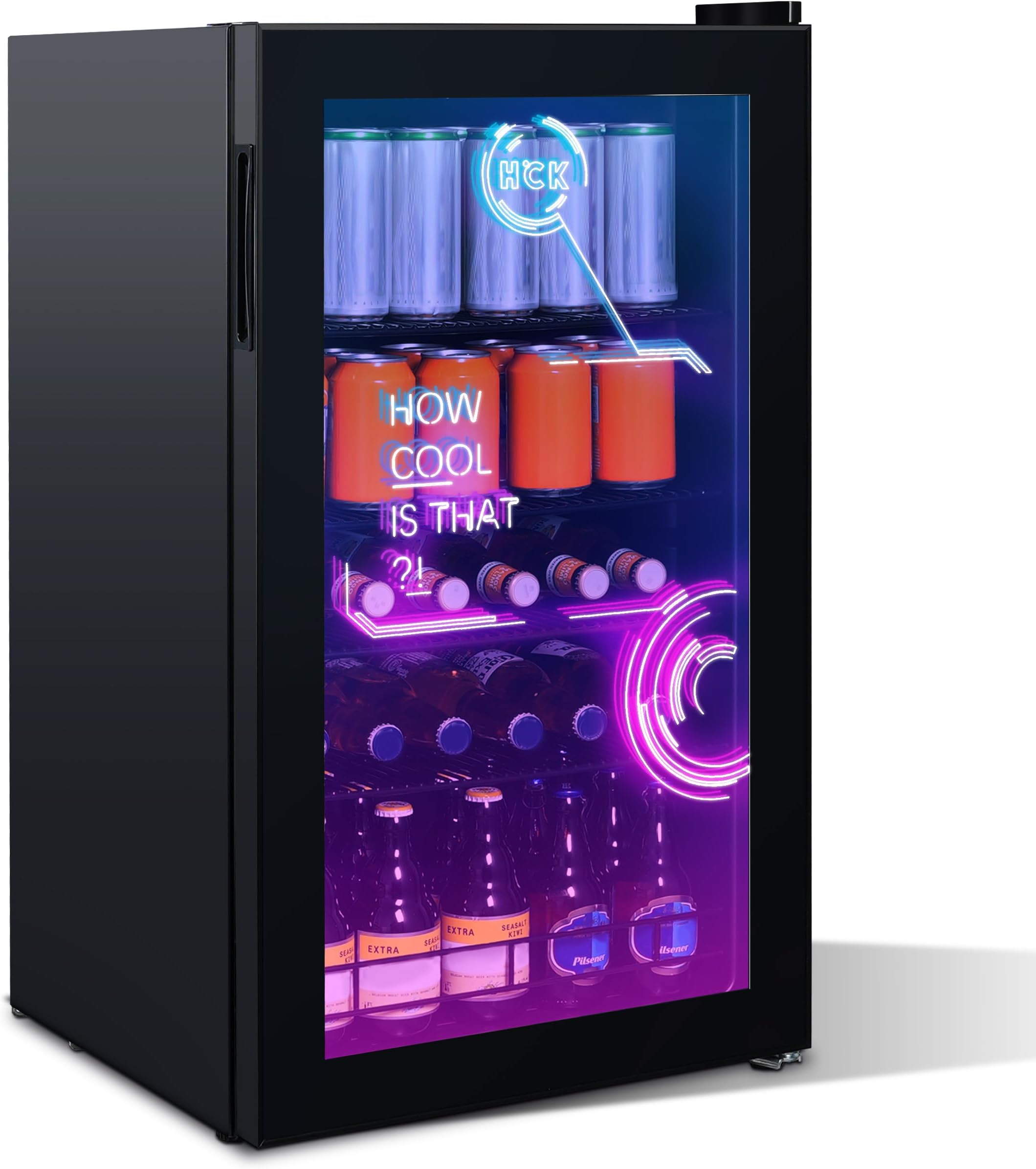 HCK Mini Beverage Refrigerator, 98L Mini Fridge With Cyberpunk Modern ...
