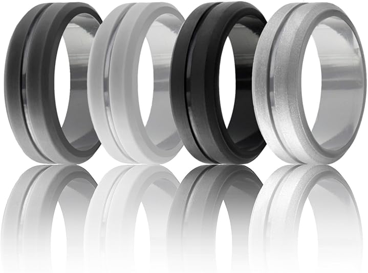 ROQ Silicone Rubber Wedding Ring for Men, Wedding Band, Breathable ...