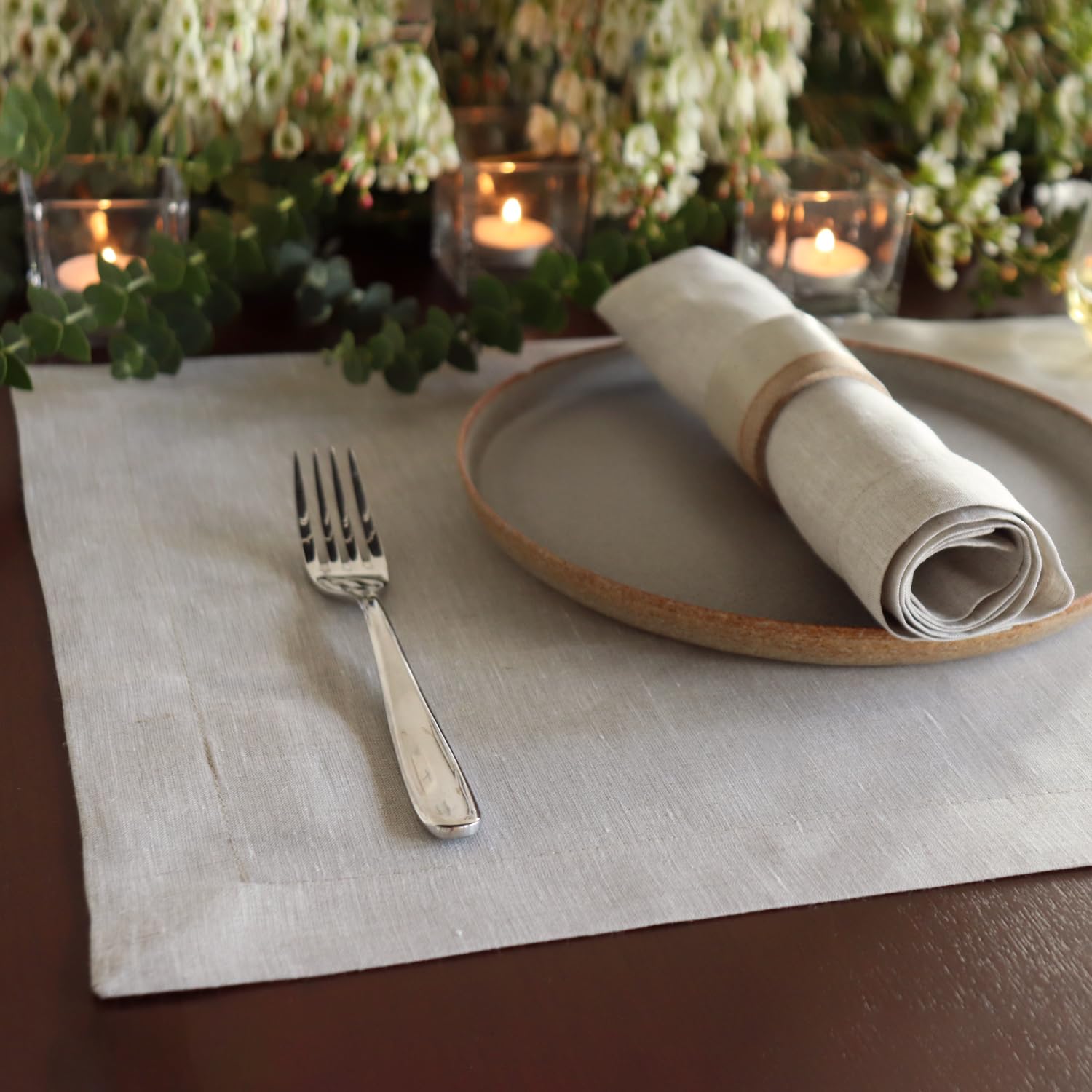 Amazon.com: Huddleson Natural Linen Placemat 15x20 (Set of Four) Luxury ...