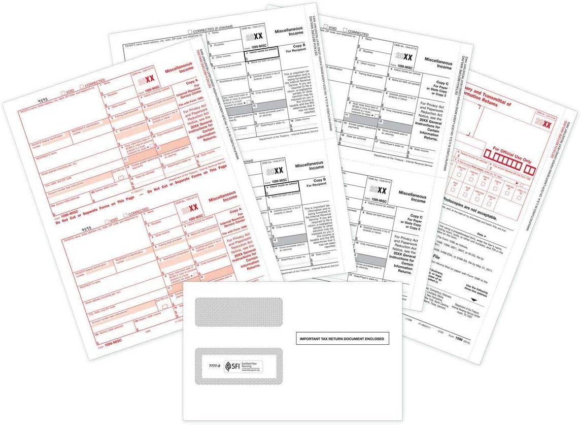 Amazon.com : CheckSimple 2020 1099-MISC Tax Forms Bundle (5-Part Set ...