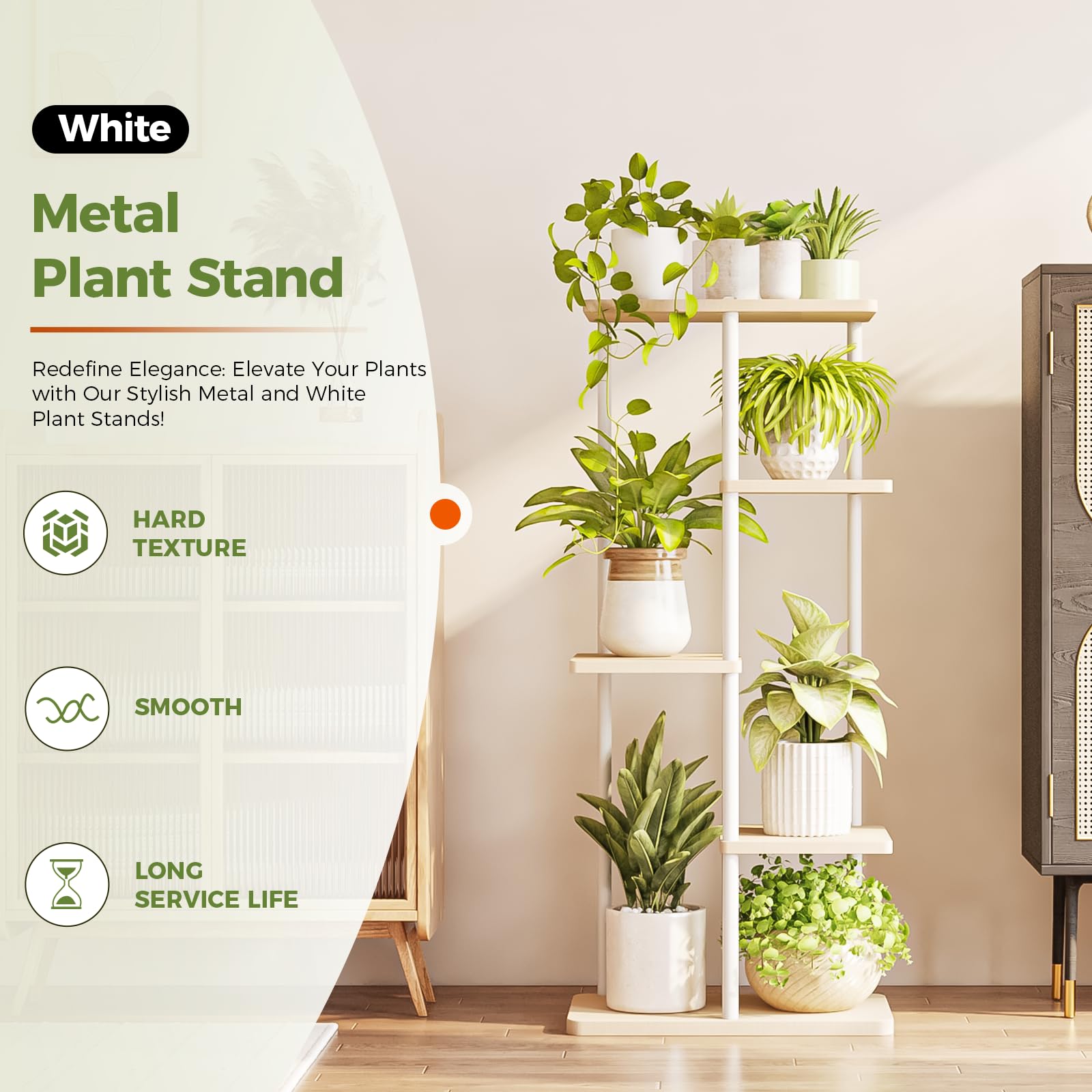 Snapklik.com : Plant Stand Indoor 5 Tier Metal Plant Shelf White Plant ...