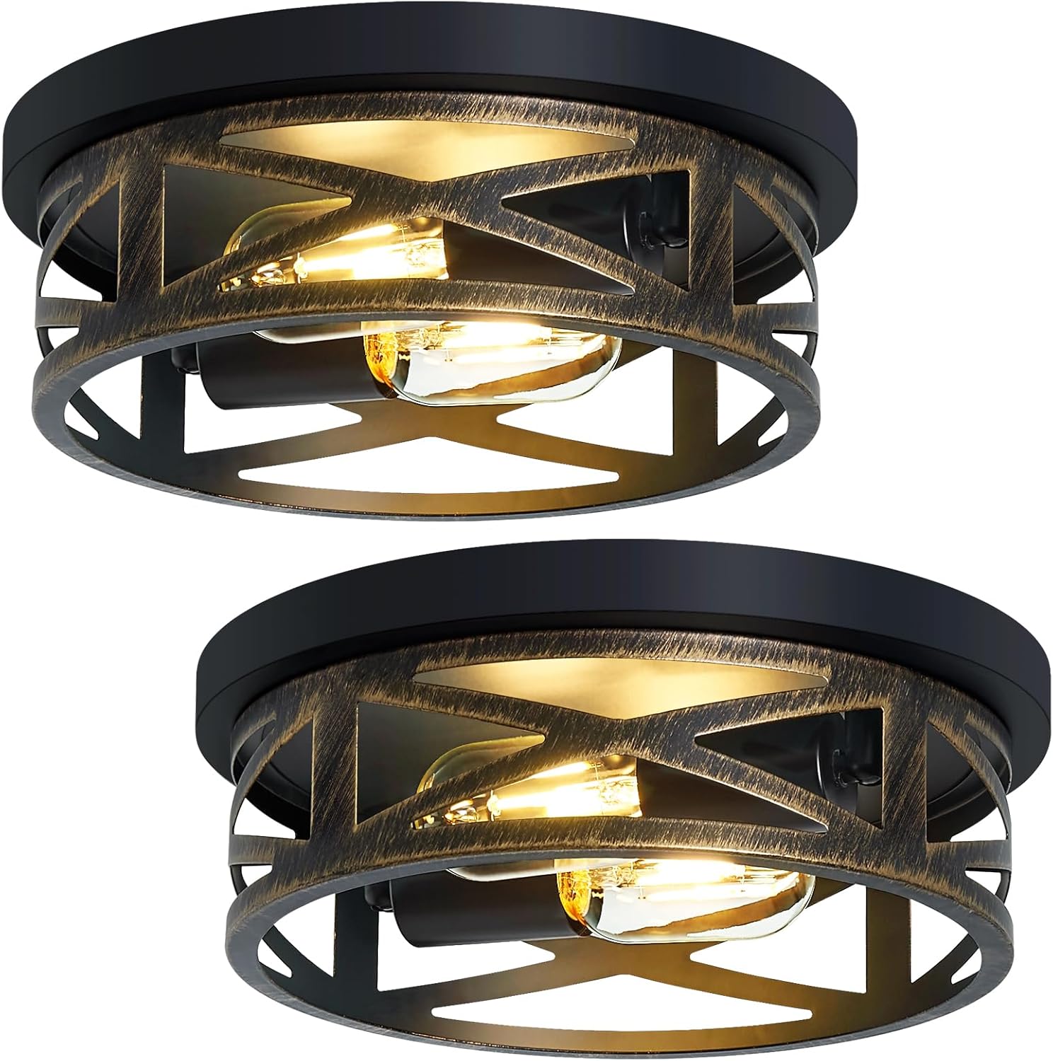 ZHU YAN Farmhouse Light Fixtures,2 Pack Flush Mount Ceiling Light ...