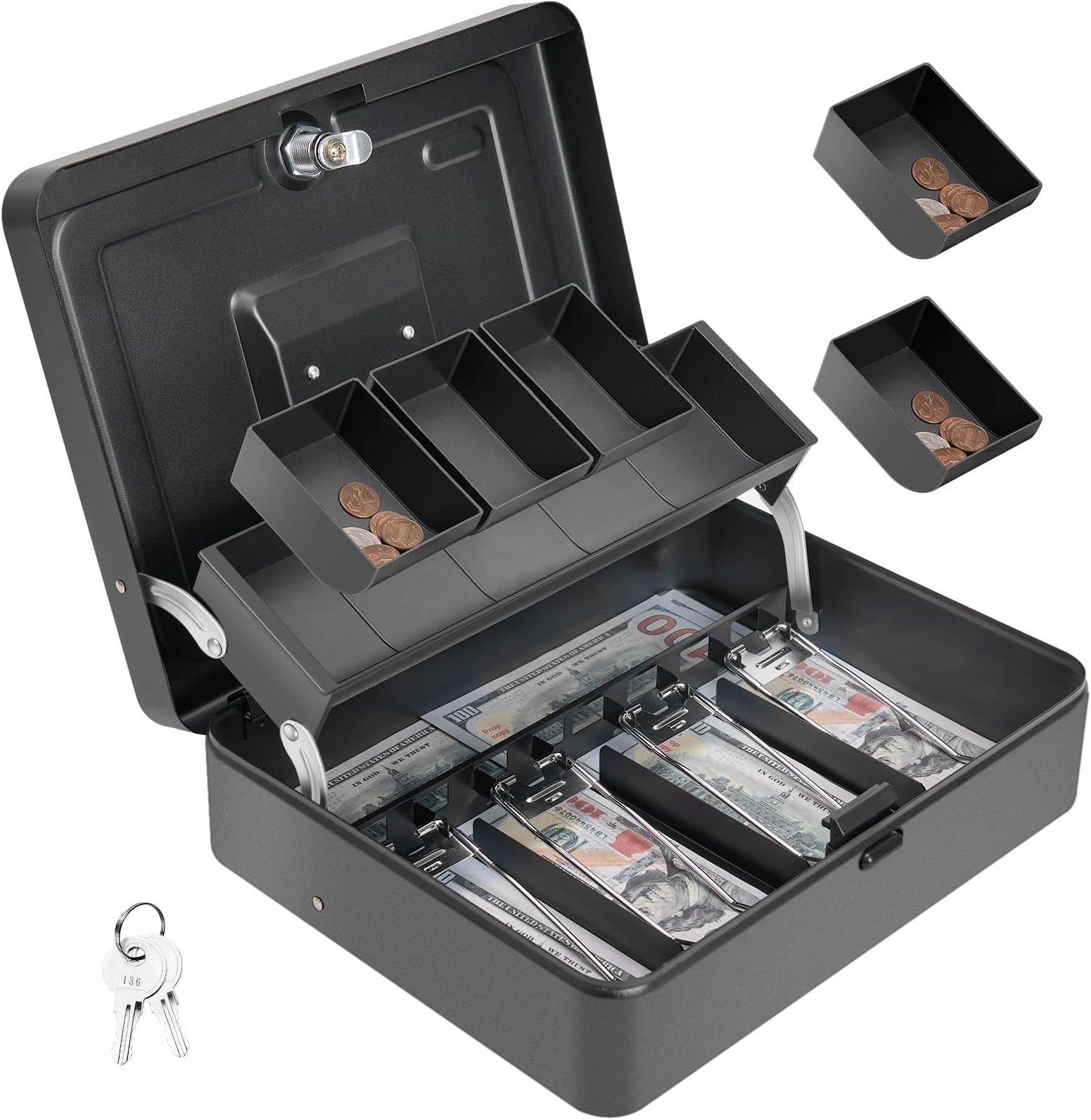 Amazon.com: Office Depot® Brand Cash Box With Locking Hatch, 3 7/8"H x ...