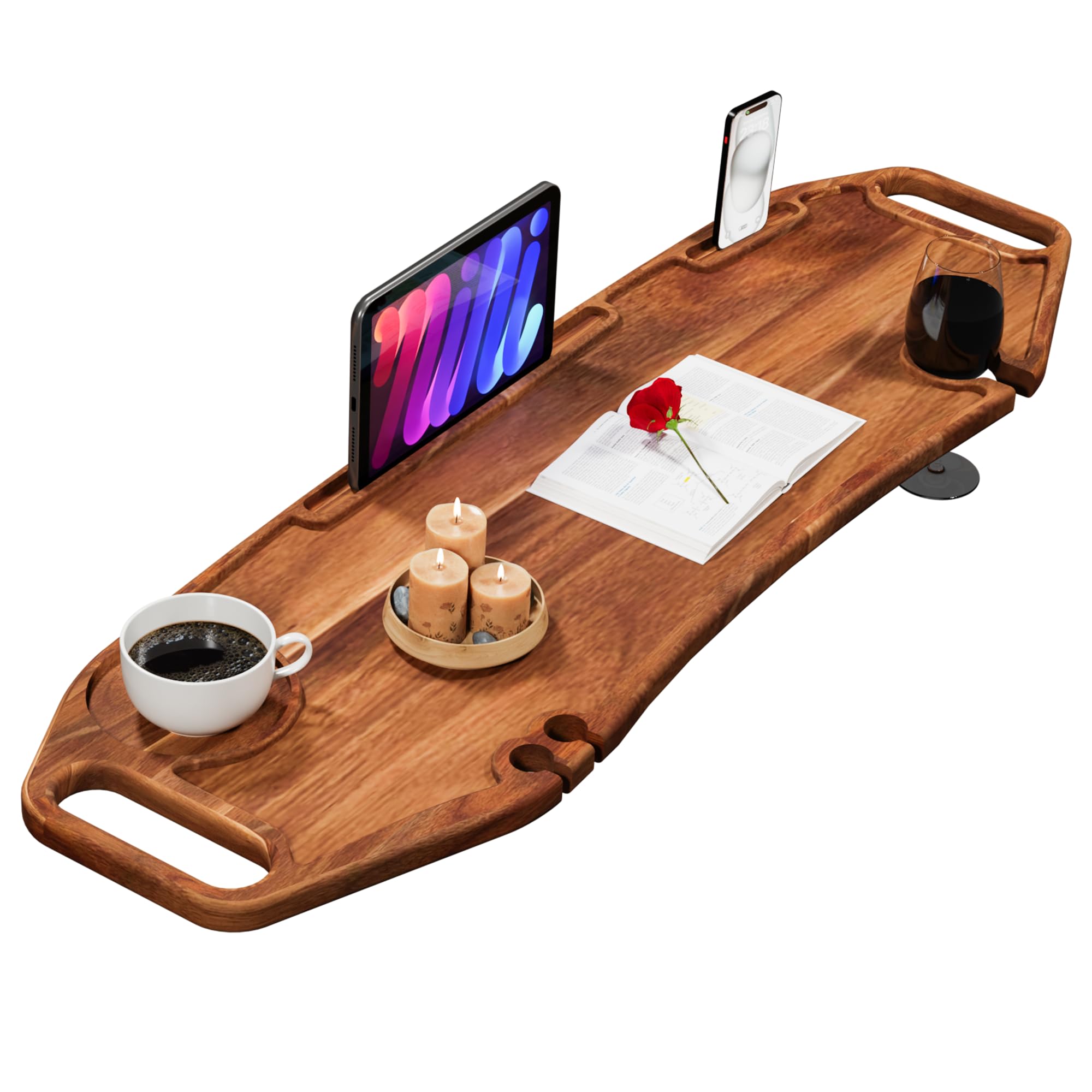 Amazon.com: Premium Acacia Wood Bath Tray, Bathtub Tray, Bath Table ...