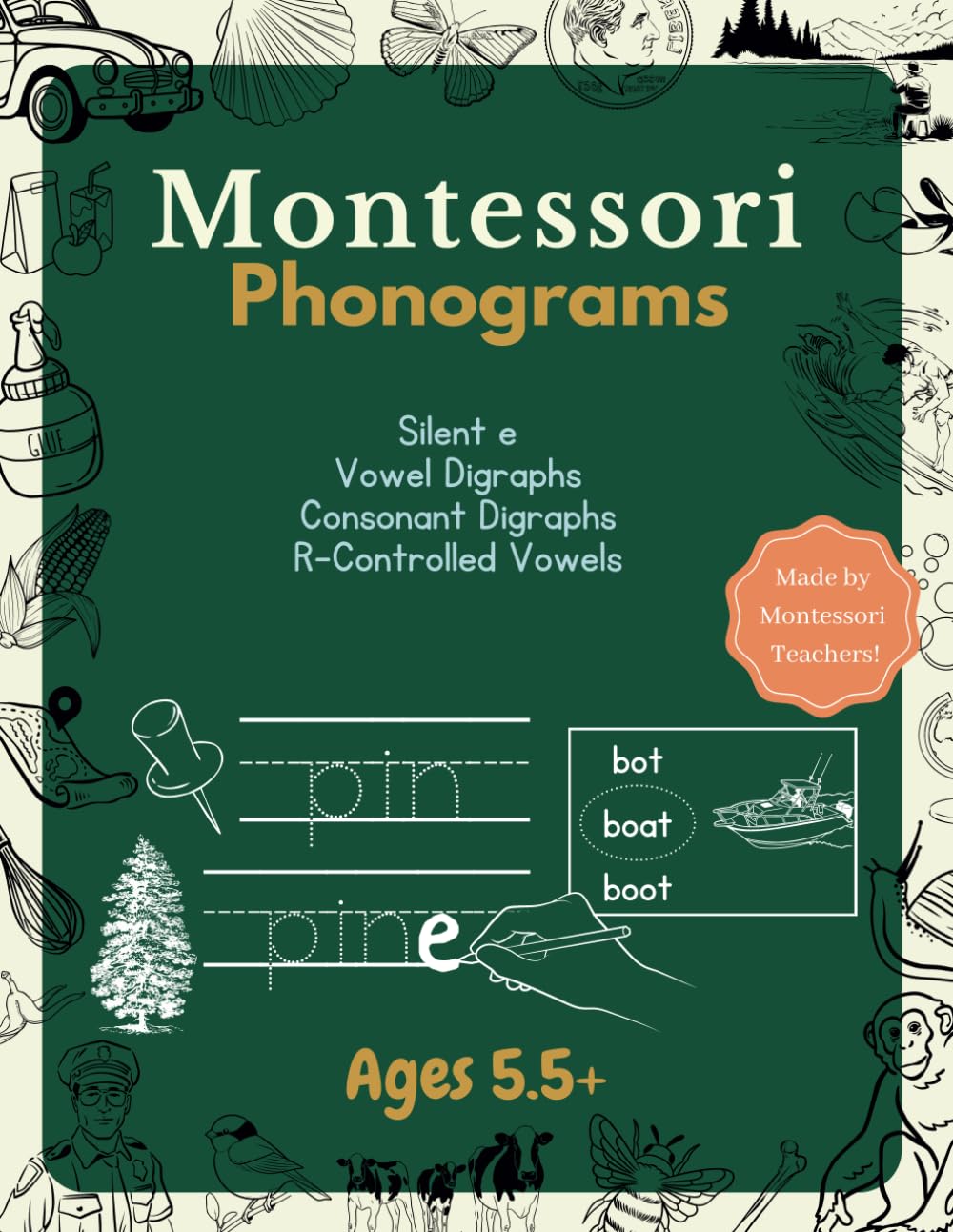 Montessori Language Workbook - Phonograms: Practice Long Vowels ...