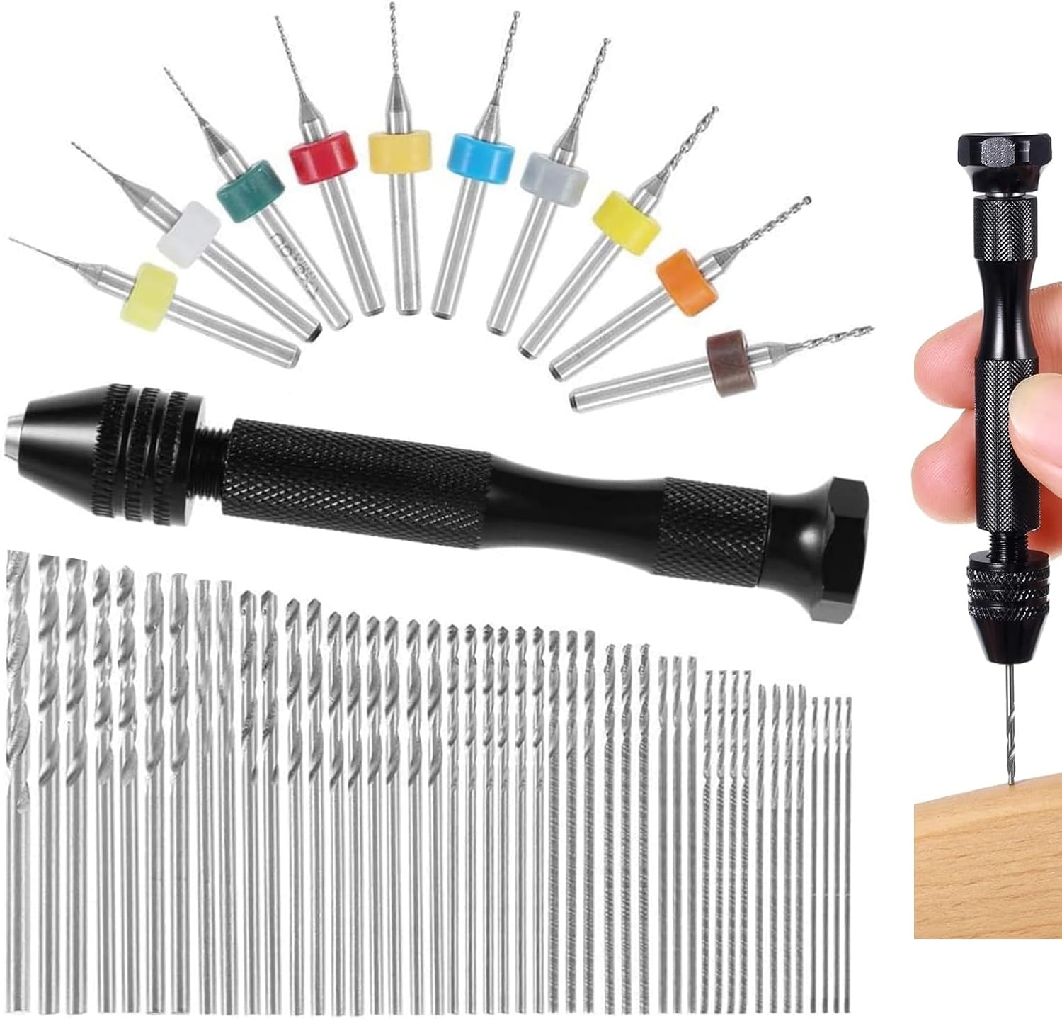 Snokay 59Pcs Pin Vise Hand Drill Bits Set - Mini Hand Drill Rotary Tool ...