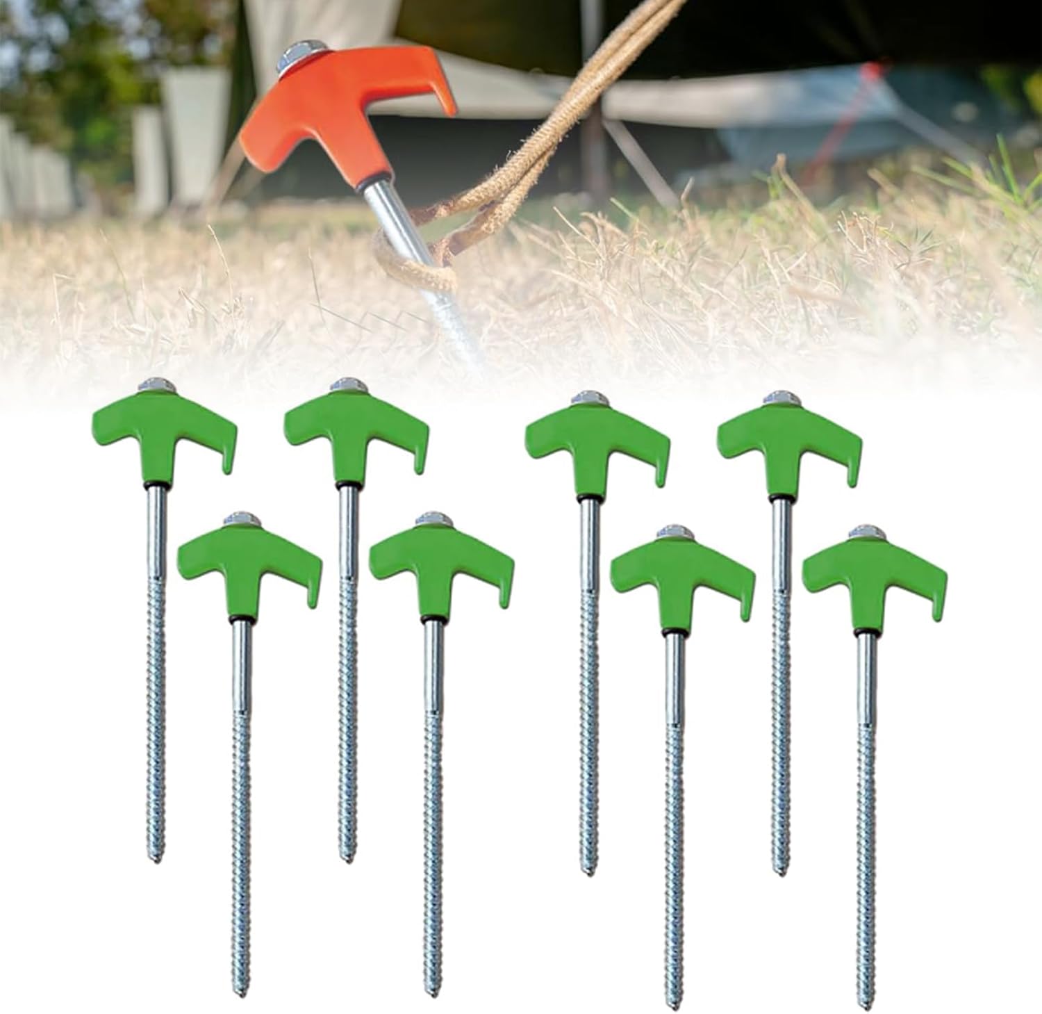 Amazon.com: 2024 New 8" Screw in Tent Stakes Ground Anchors Screw in ...