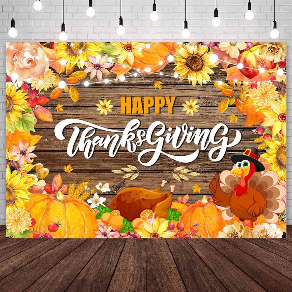 Amazon.com : AIBIIN 7x5ft Happy Thanksgiving Backdrop Fall Pumpkins ...