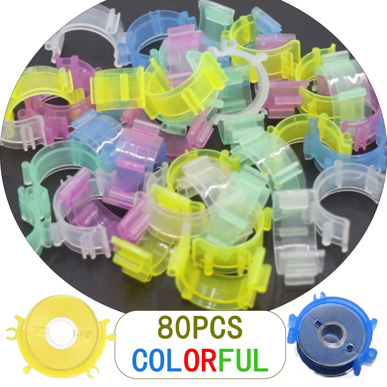 Snapklik.com : 80pcs Sewing Bobbin Clips, Colorful Bobbin Holder ...