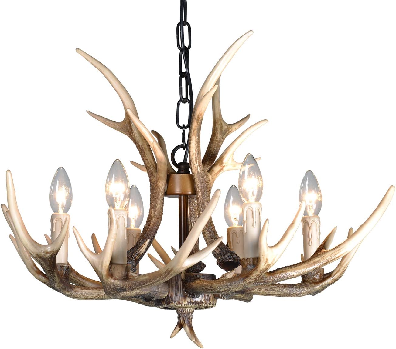 HUITICO Antler Chandelier Lighting 6 Light Antler Light Fixture Vintage ...